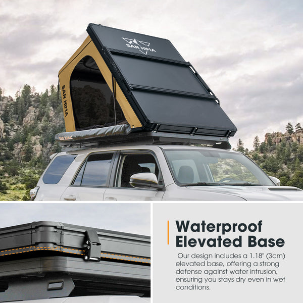 San Hima Hotham Aluminum Roof Top Tent Hardshell Camping 4WD 4x4 Khaki